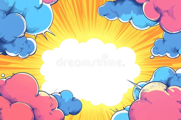 Comic Book Clouds Burst stock photo. Image of template - 353502888