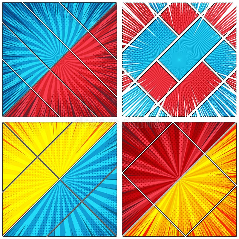 Comic Book Colorful Diagonal Backgrounds Set Stock Vector ...