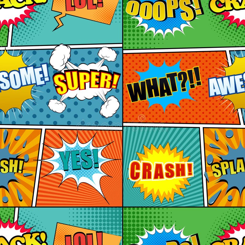 Comic Book Colorful Seamless Pattern Stock Vector - Illustration of ...