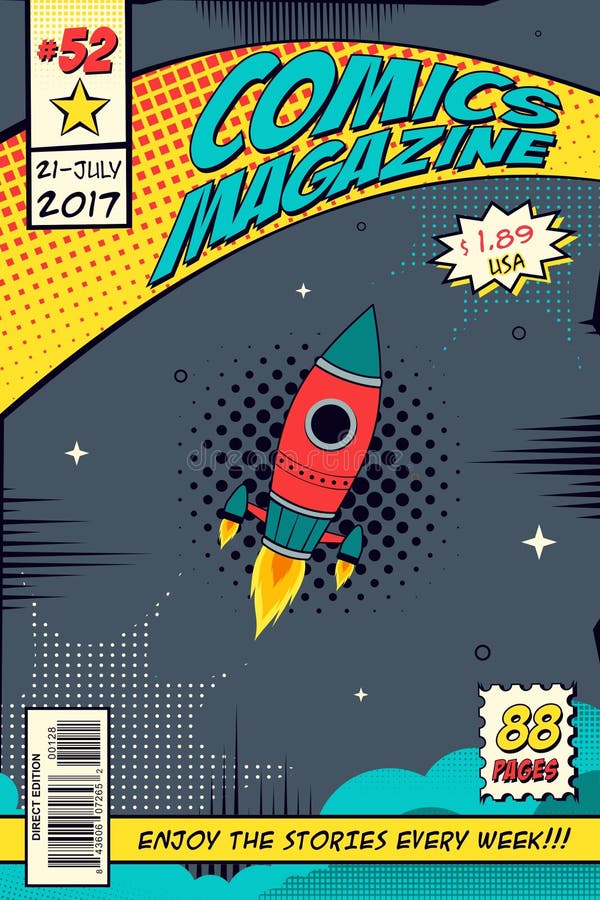 Comic Book Cover Art with Elements from Outer Space. Stock Vector ...