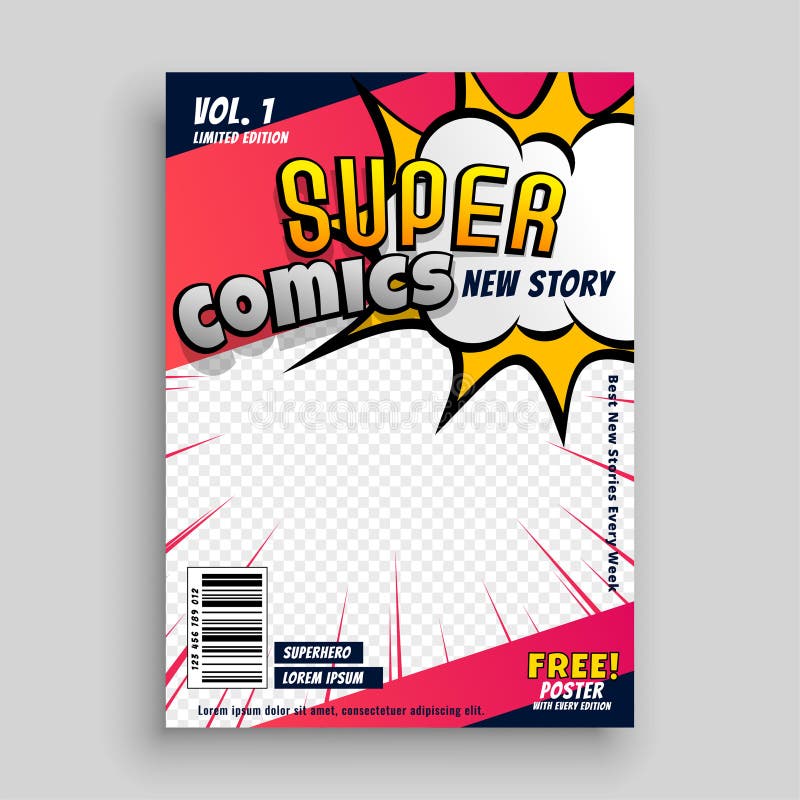 Comic Book Cover Design Template Stock Vector - Illustration of comic ...