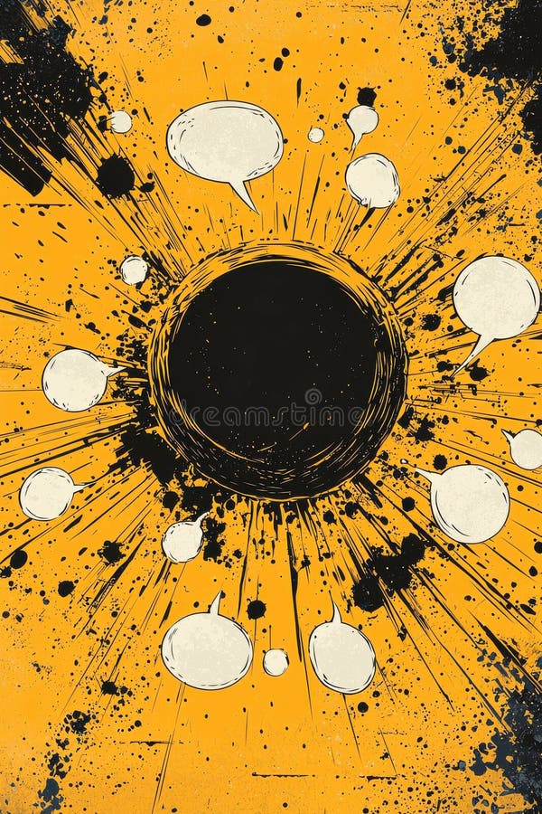 Comic Book Explosion Artwork with Speech Bubbles and Splatter Effects ...