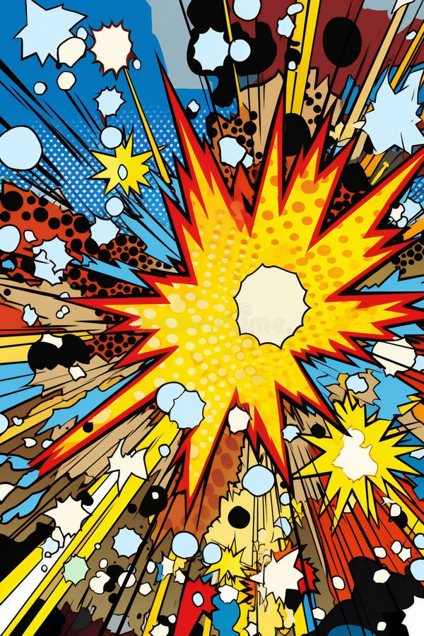 Comic Book Explosion Background with Halftone Effects Stock ...