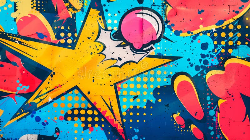 Comic Book Explosion Background. Pop Art Style of Graffiti Background ...