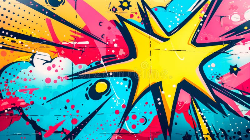 Comic Book Explosion Background. Pop Art Style of Graffiti Background ...