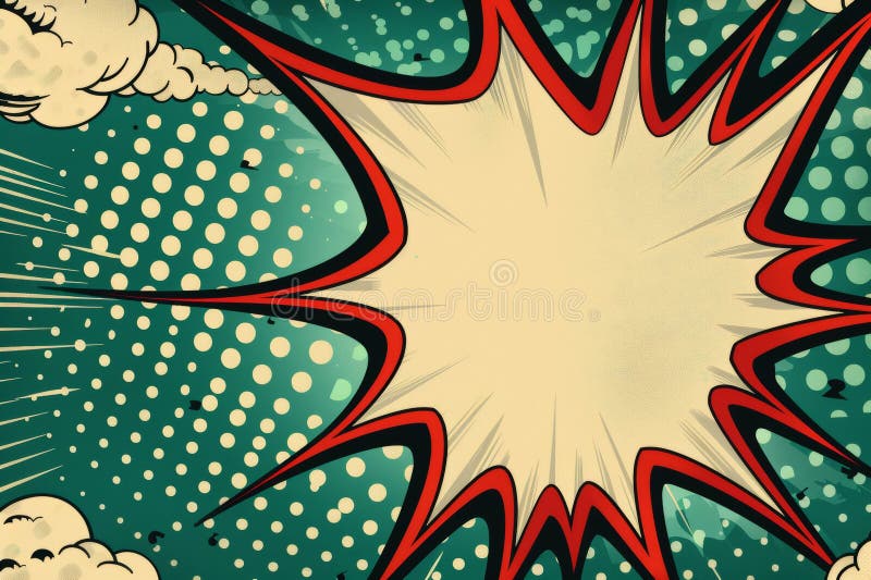 Comic Book Explosion Background, Pop Art Style, Green with White Dots ...