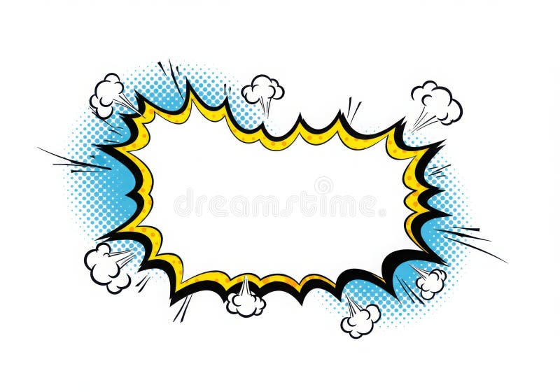 Comic Book Explosion Bubble with Halftone and Cloud Accents Stock ...