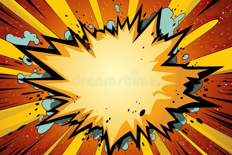 Comic Book Explosion Burst with Radiating Lines and Smoke Clouds. Stock ...