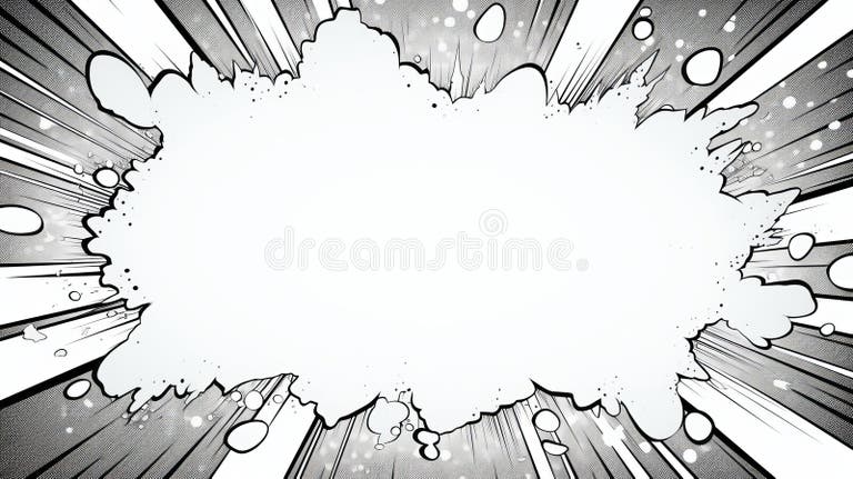 Comic Book Explosion Frame on Black and White Background Stock ...