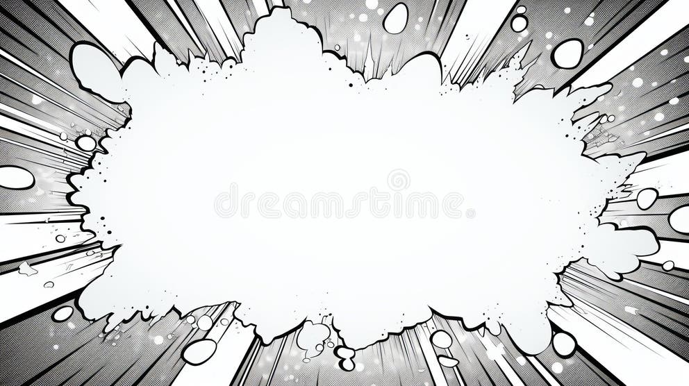 Comic Book Explosion Frame on Black and White Background Stock ...