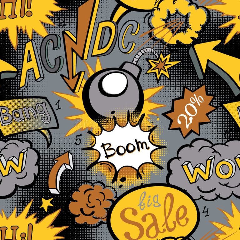 Comic Book Explosion Pattern, Vector Illustration Seamless Stock Vector ...