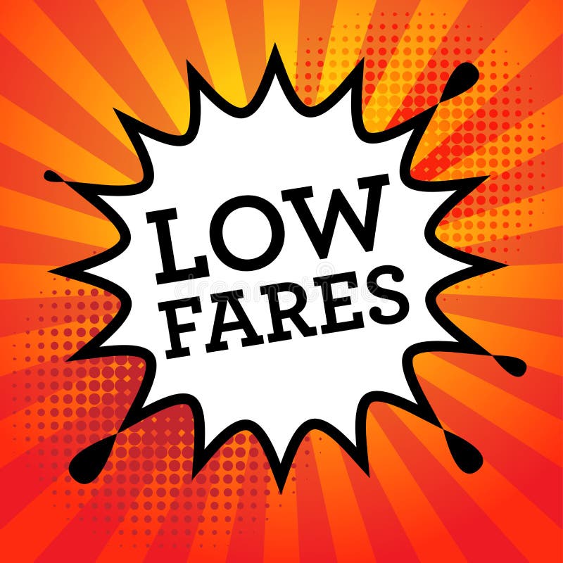 Comic Book Explosion with Text Low Fares Stock Vector - Illustration of ...