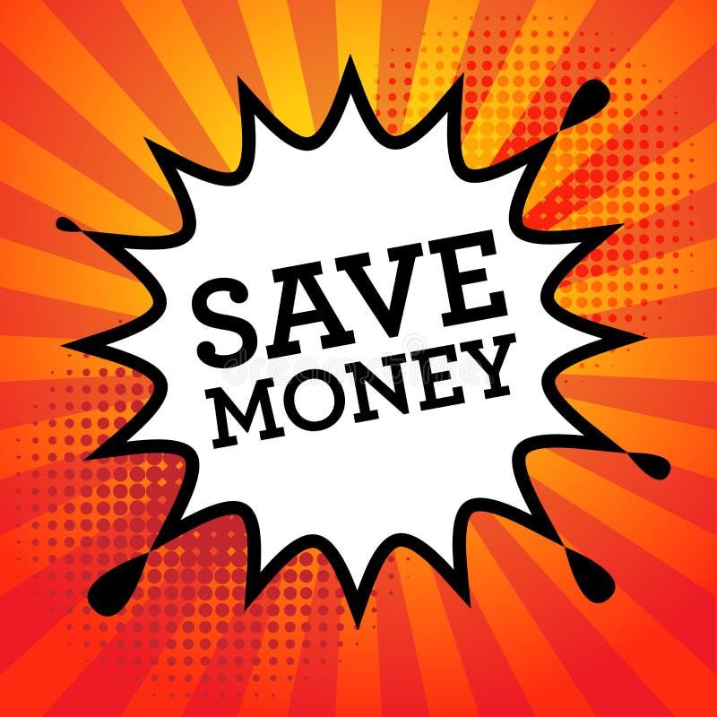 Comic Book Explosion with Text Save Money Stock Vector - Illustration ...
