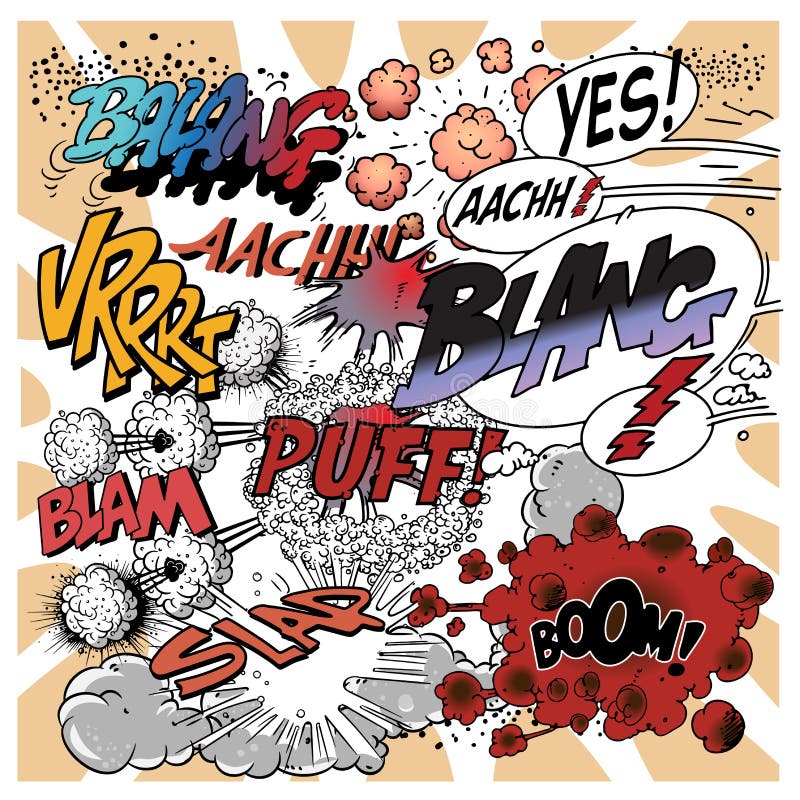 Comic Action Words! stock vector. Illustration of cartoon - 58714264