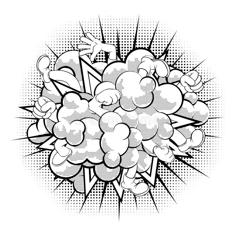 Comic Book Fight Cloud stock vector. Illustration of blast - 69149843