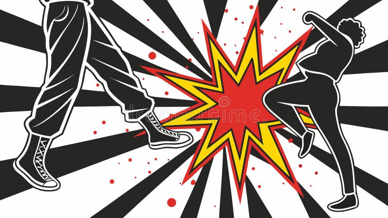 A Comic Book Fight Scene with a Powerful Red Impact Explosion, Vector ...