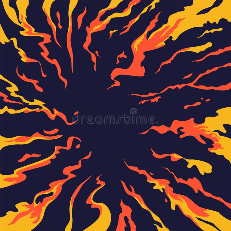 Comic Book Flame Background. Cartoon Explosion Element. Boom Cloud and ...