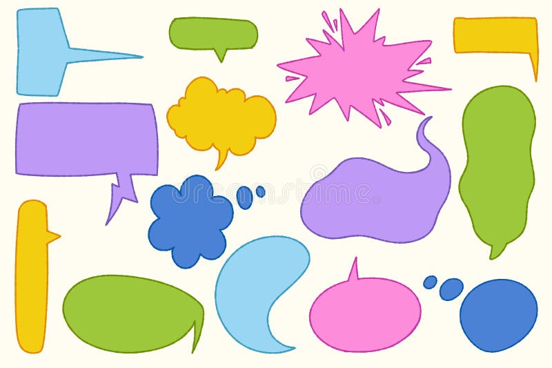 Comic Book Hand Drawn Set of Abstract Text Boxes. Colorful Cartoon ...