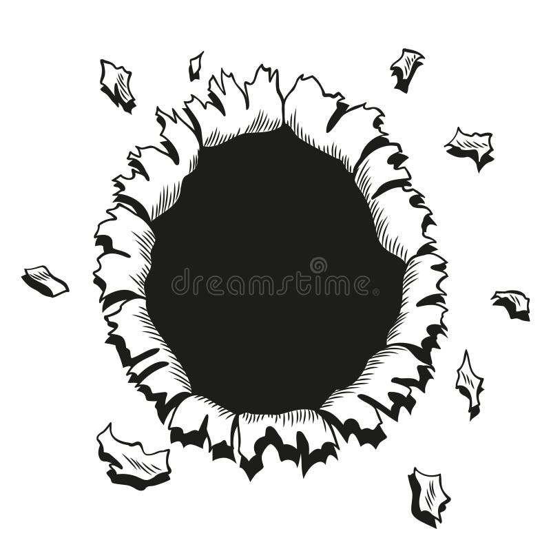 Comic Book Hole in Coloring Style. Vector Paper is Torn through Boom ...