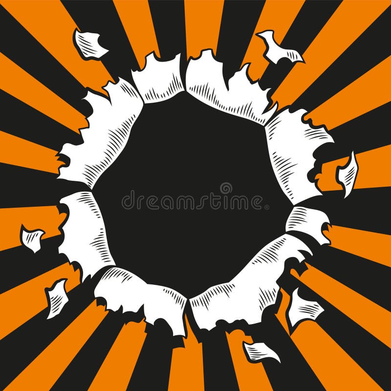 Comic Book Hole. Vector Paper is Torn through Boom Explosion. Circle ...