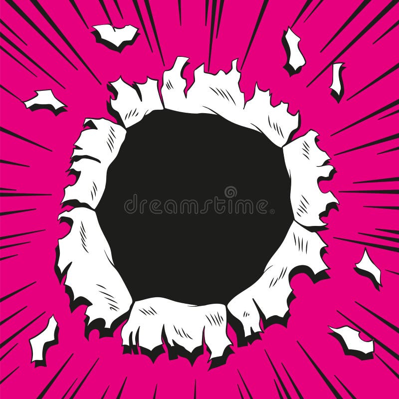 Comic Book Hole. Vector Paper is Torn through Boom Explosion. Circle ...