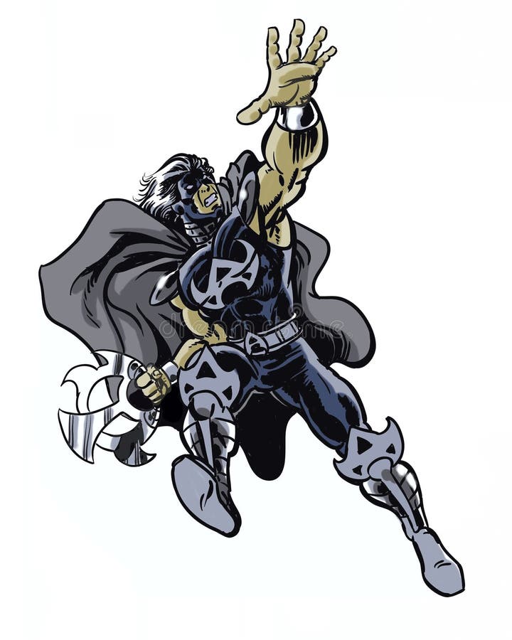 Comic Book Illustrated Blade Warrior Character in Action Pose Stock ...