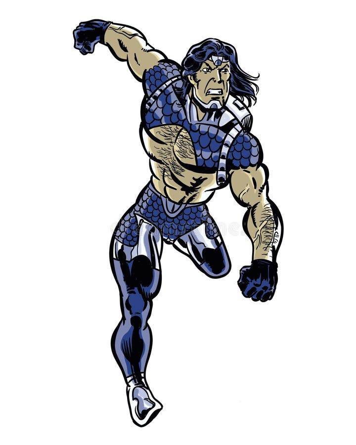 A Comic Book Illustrated Character with Chain Armor Running Stock ...