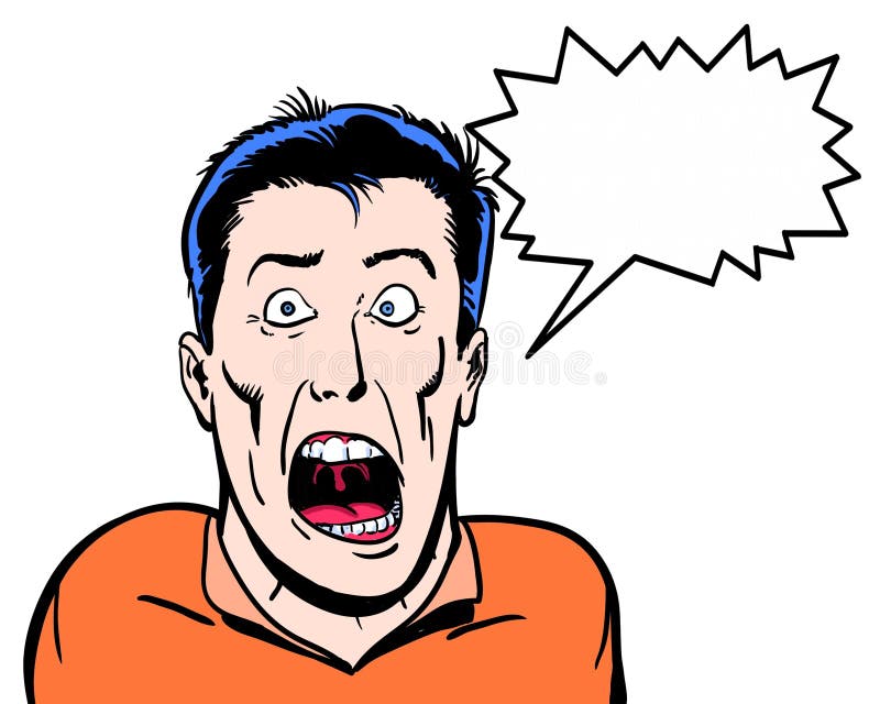 Comic Book Illustrated Crazy Character Shouting with White Background ...