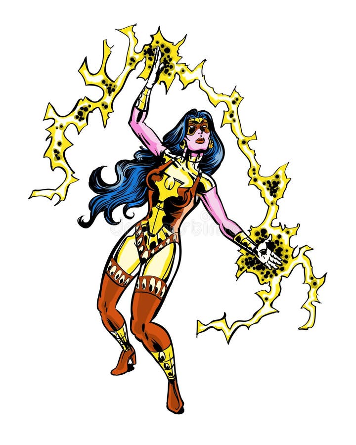 Comic Book Illustrated Mystic Cosmic Lady Character Stock Illustration ...