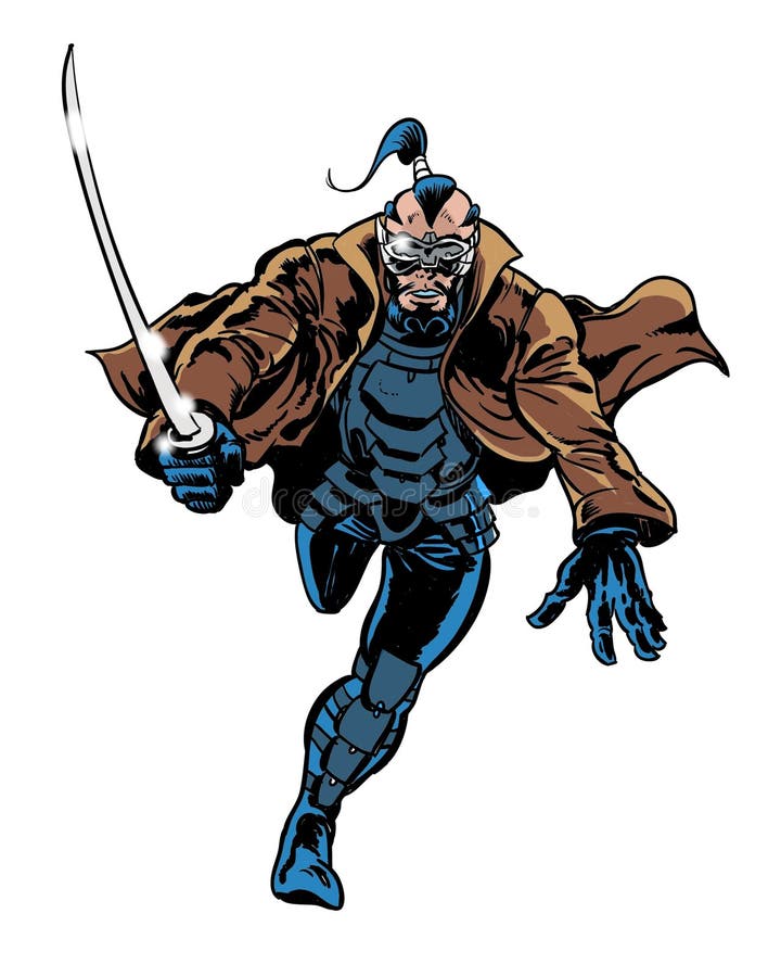 Comic Book Illustrated Ninja Samurai Character Stock Illustration ...