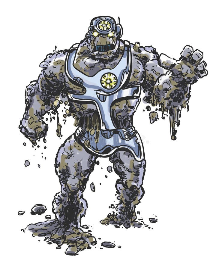 Comic Book Illustrated Soil Creature Character Lurching Forward Stock ...