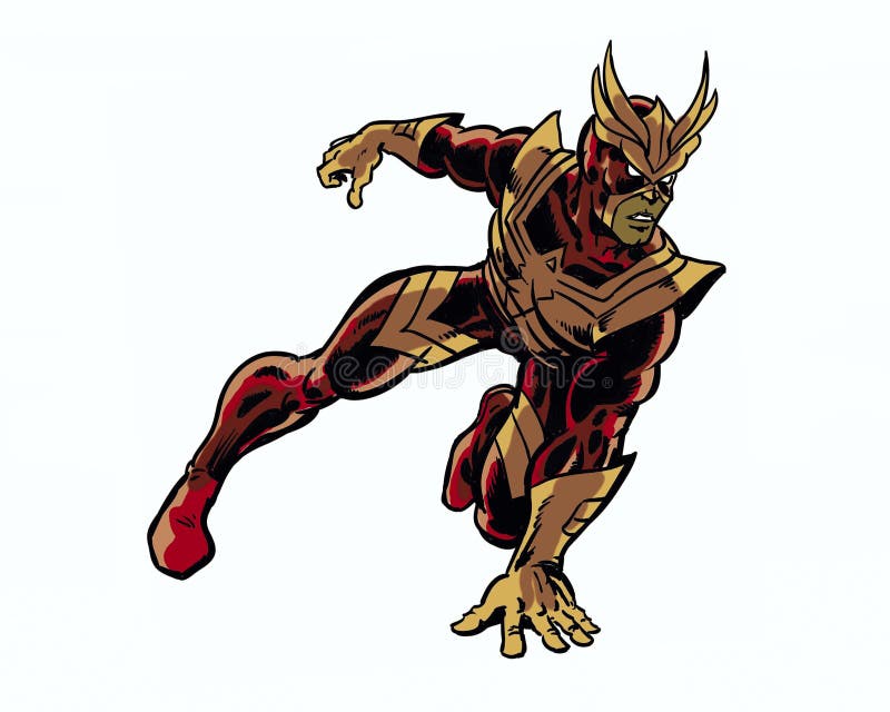 Comic Book Illustrated Vengeful Hawk Hero Character in Action Pose ...
