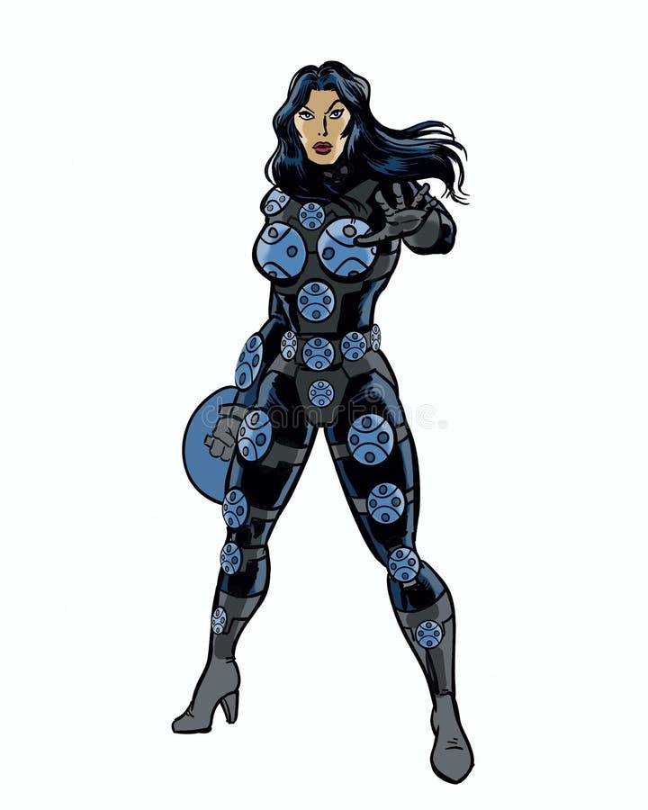 Comic Book Illustrated Character in an Armored Suit Stock Illustration ...