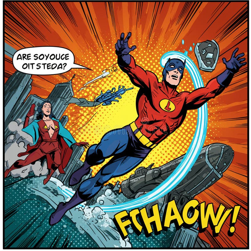 Comic Book Illustration Featuring Two Superhero Characters. the Main ...