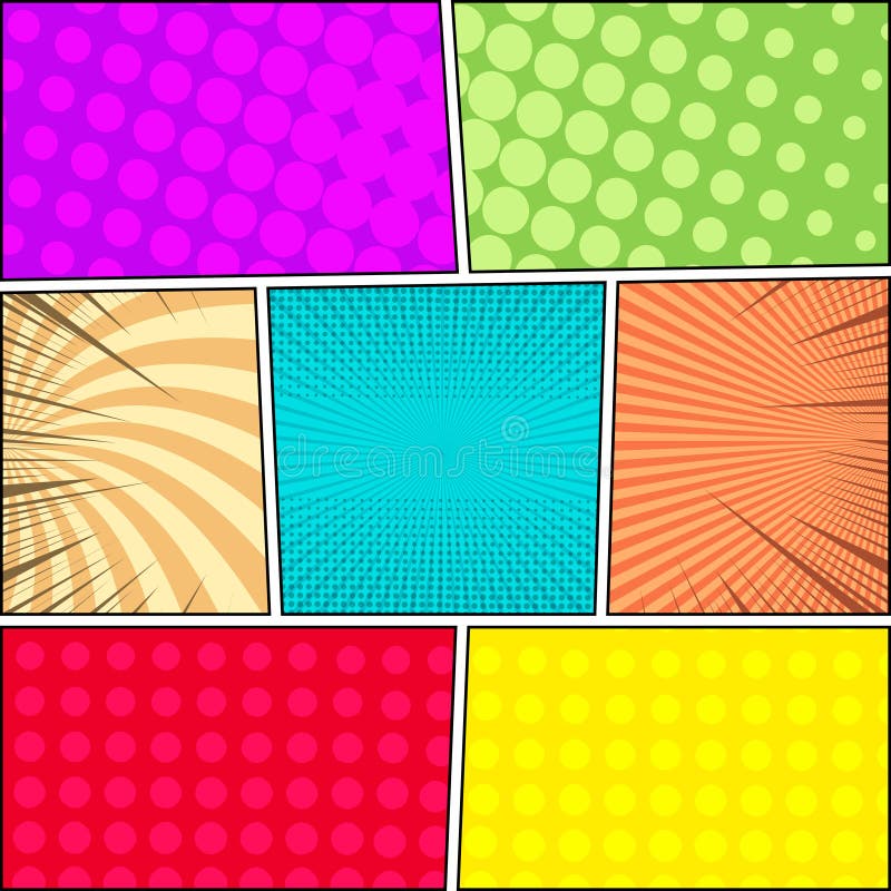 Comic Book Page Backgrounds Collection Stock Vector - Illustration of ...