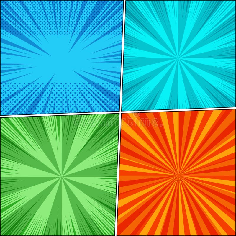 Comic Book Page Backgrounds Set Stock Vector - Illustration of green ...