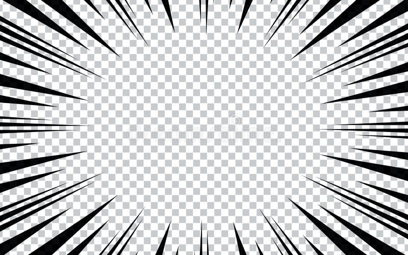 Comic Book Radial Lines on Transparent Background. Manga Speed Frames ...