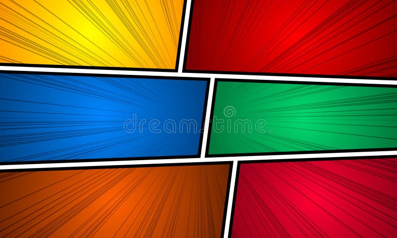 Comic Book Page Concept with Radial Ray Circle Halftone Lines Effect ...