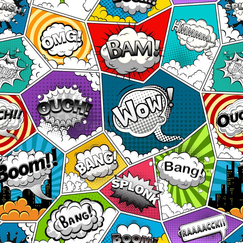 Comic Book Page Divided by Lines Seamless Pattern with Speech Bubbles ...
