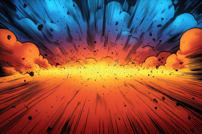 A Comic Book Page Featuring an Explosive Scene with Rocks Blasting Off ...