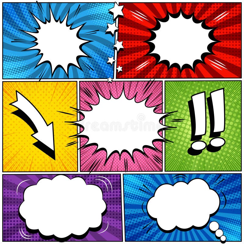 Comic Book Page Speech Bubbles Set Stock Vector - Illustration of ...
