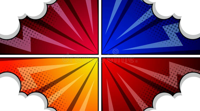 Comic Book Page Template Colorful Frame Divided Lines with Halftone ...