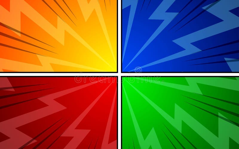 Comic Book Page Template with Halftone Lightning Explosion Effect in ...