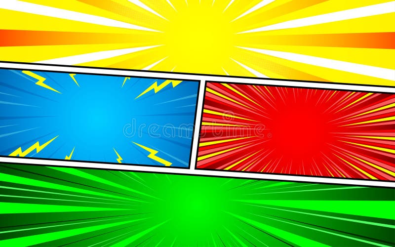 Comic Book Page Template with Halftone Radial and Rays Effect in Pop ...