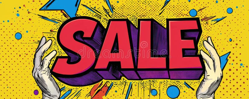 Comic Book Pop Art Sale Sign in Vibrant Colors Stock Photo - Image of ...