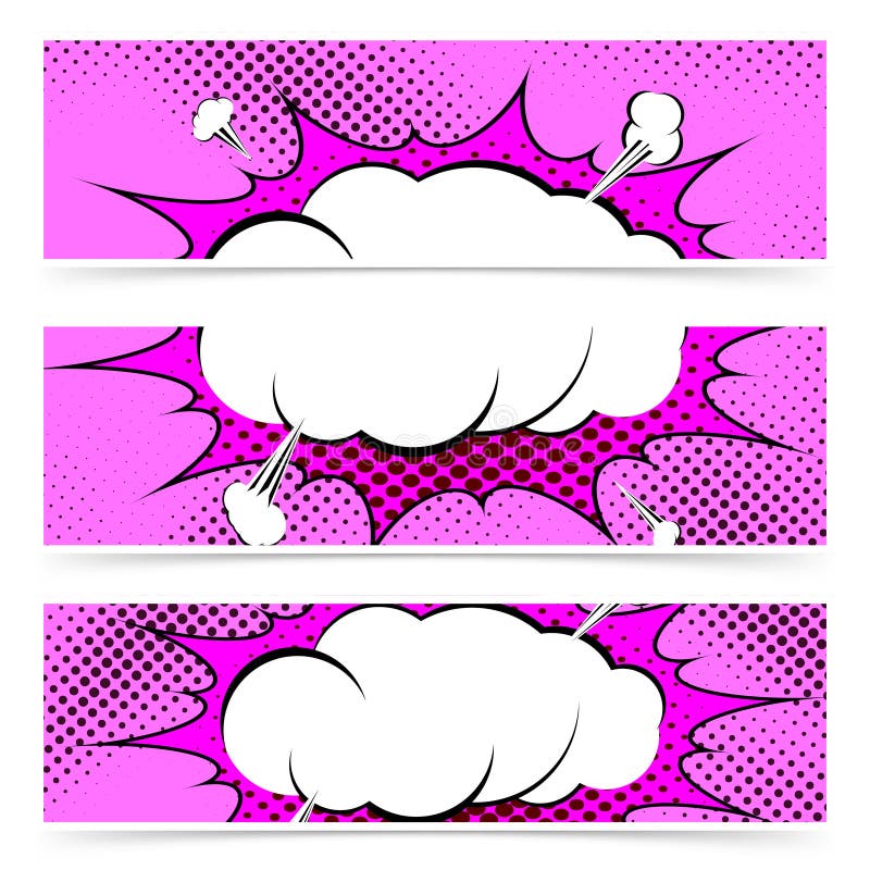 Comic Book Pop Art Style Web Header Collection Stock Vector ...