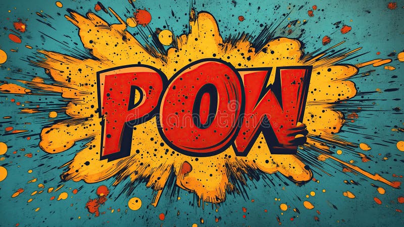 Comic Book POW Explosion with Vibrant Colors and Splattered Paint ...