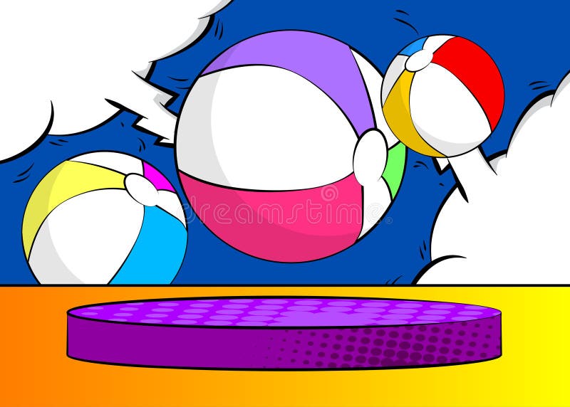 Comic Book Product Podium Stage for Mockup Presentation with Beach Ball ...