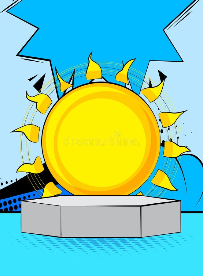 Comic Book Product Podium Stage for Mockup Presentation with Summer Sun ...