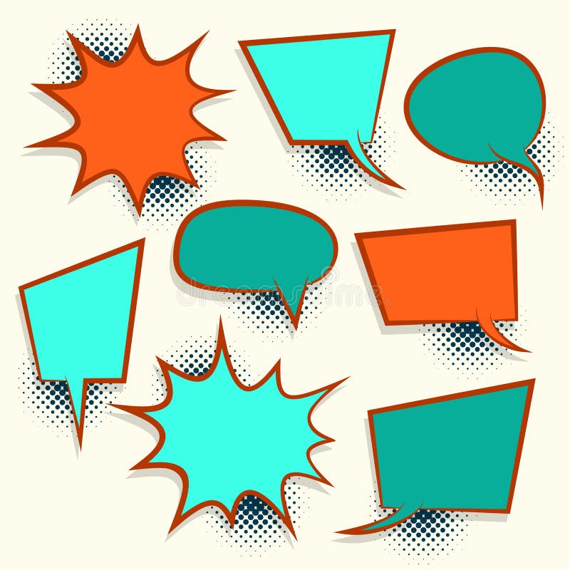 Comic Book Retro Colored Empty Speech Bubble Stock Vector ...